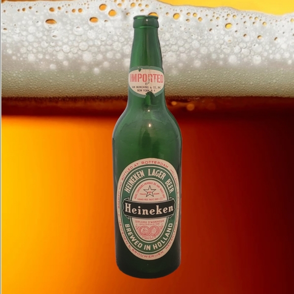 Heineken | Dining | Vintage 6s Rare Heineken Lager Glass Bottle | Poshmark